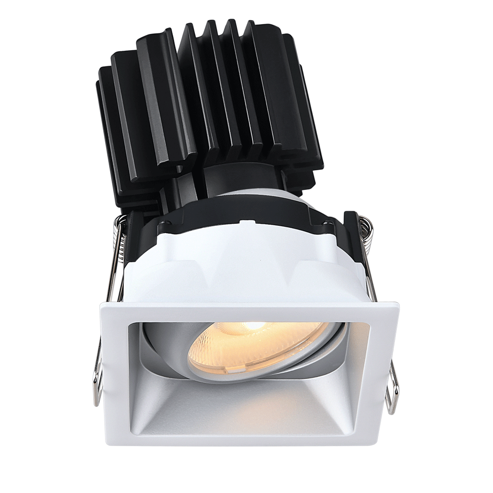 Tangra 3" Gimbal Square Recessed Thin Alzak Trim Reflector Frosted gla ...