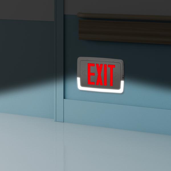 Exitronix LOBO-G-WH - LED Thermoplastic Combination Exit Sign/Emergenc ...