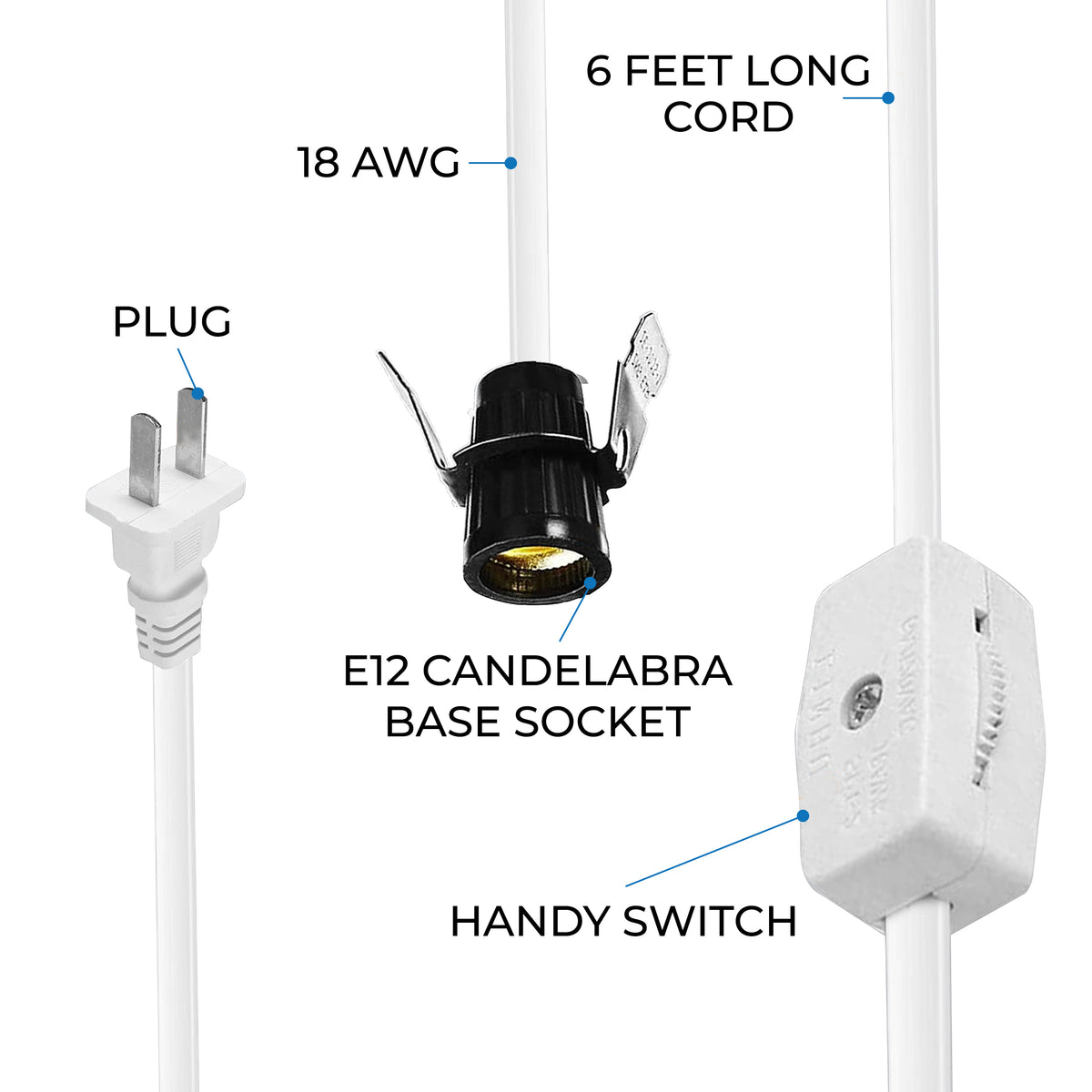 Westinghouse 2330500 6 Feet Cord Set with Snap-In Pigtail Candelabra B ...