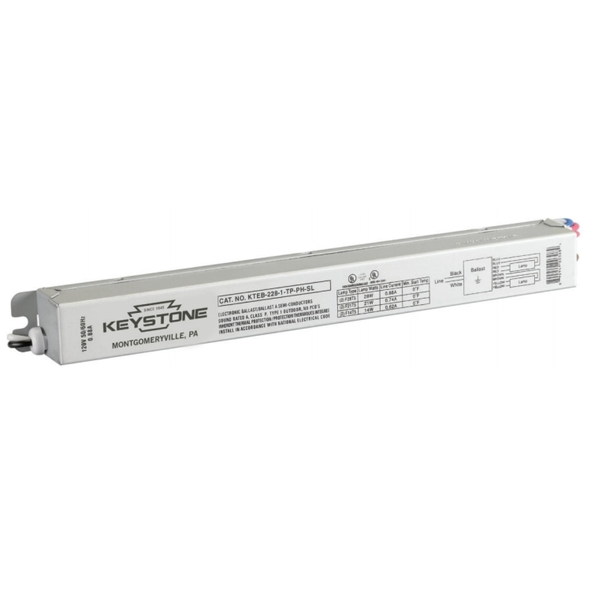 Keystone KTEB-228-1-TP-PH-SL /B - (2) Lamp Fluorescent Ballast ...
